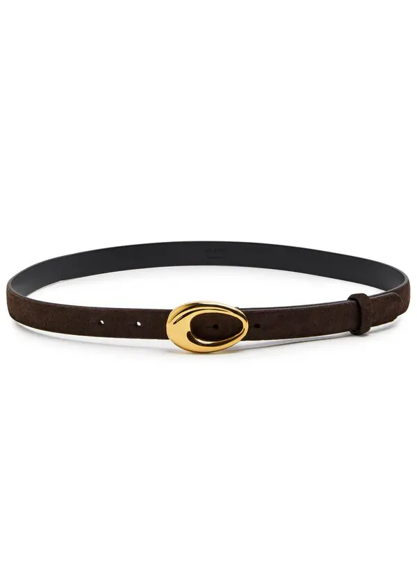 Khaite Olivia Suede Belt - Dark Brown