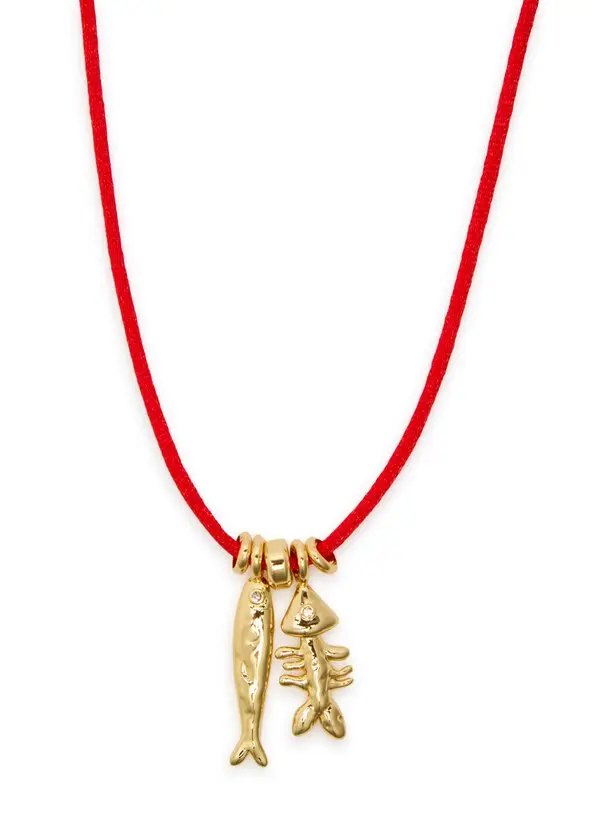 Éliou Sardine And Fishbone Cord Necklace - Gold