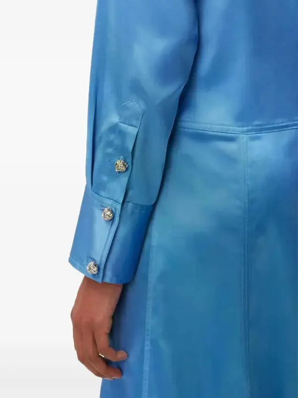 GANNI Ruched-detail Satin Midi Dress