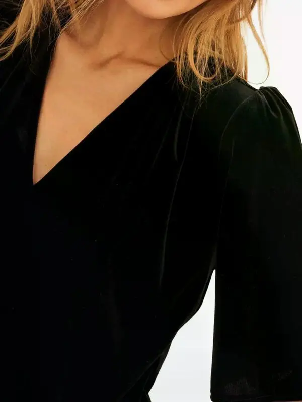 UNDRESS CODE Velvet Wrap-neck Bodysuit