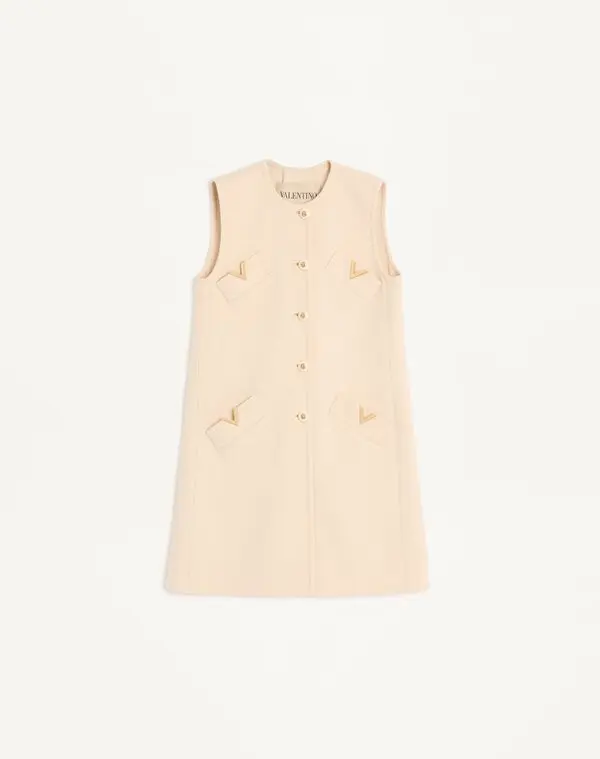 Valentino Garavani Compact Drap Gilet With V Gold Detail - Birch