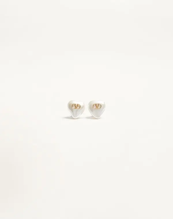 Valentino Garavani Vlogo Signature Metal And Pearl Earrings - Gold/cream