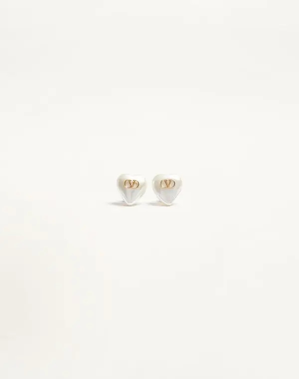 Valentino Garavani Vlogo Signature Metal And Pearl Earrings - Gold/cream