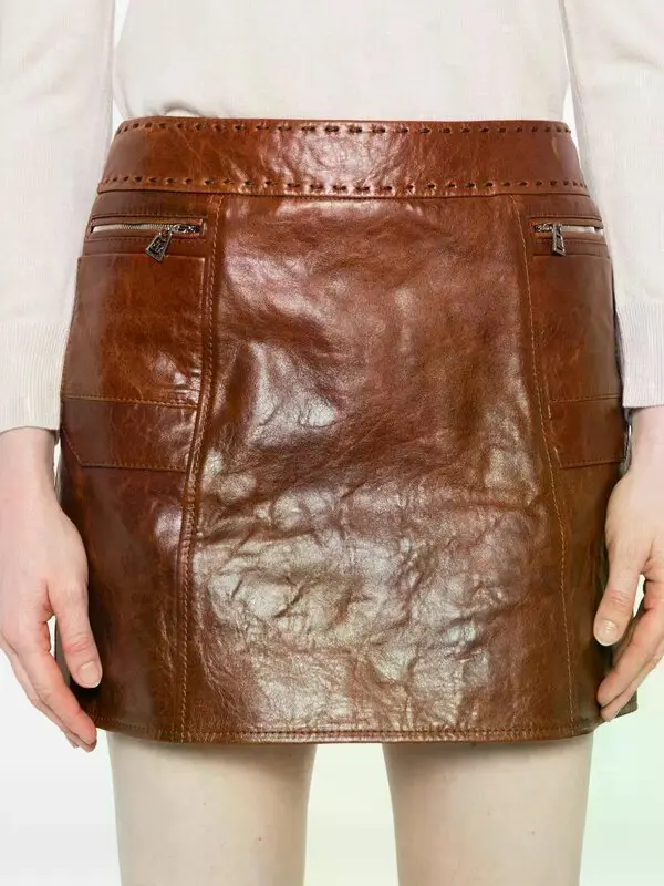 Ermanno Scervino Leather Zip-pocket Mini Skirt