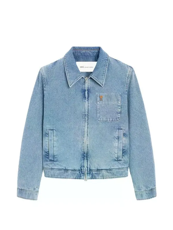 Ami De Coeur Zipped Denim Jacket - Blue