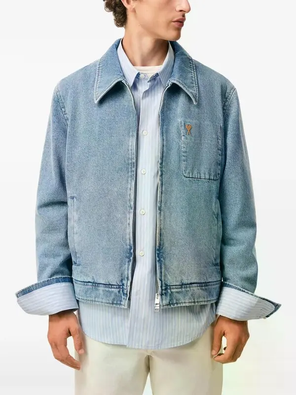 Ami De Coeur Zipped Denim Jacket - Blue