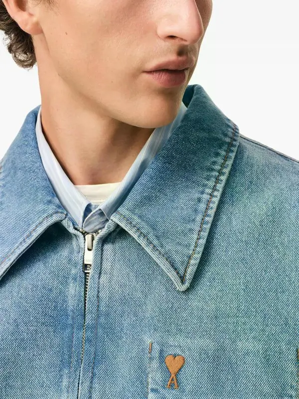 Ami De Coeur Zipped Denim Jacket - Blue