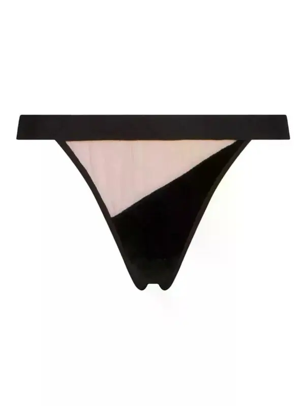 UNDRESS CODE Daydreaming Velvet-panelled Thong - Black