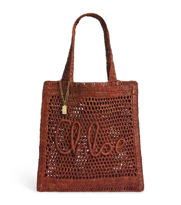 Chloé Raffia Summer Banana Tote - Brown