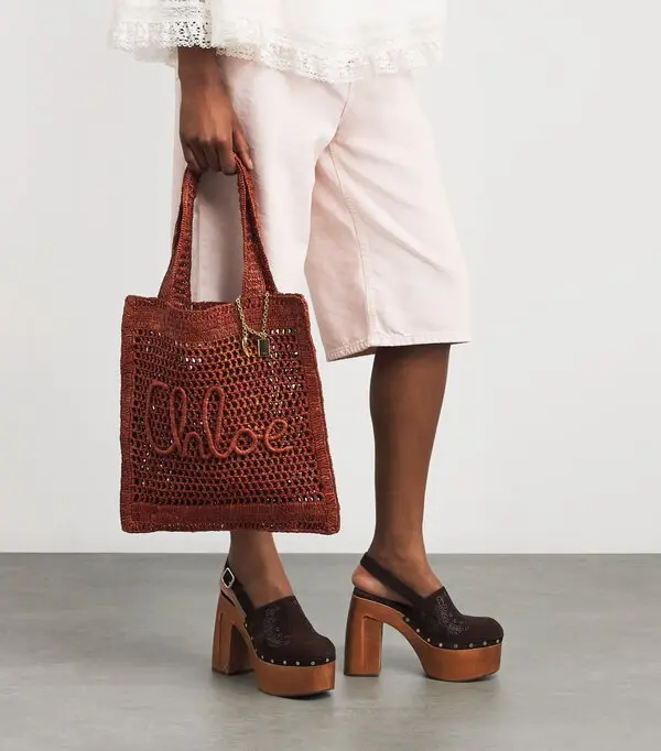 Chloé Raffia Summer Banana Tote - Brown