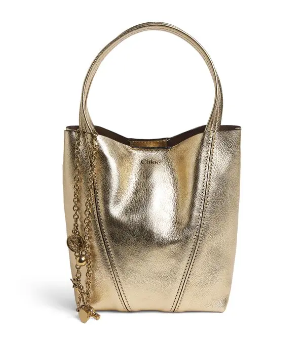 Chloé Small Leather Spin Tote Bag - Gold