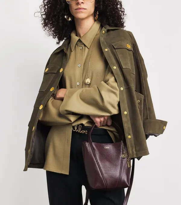 Chloé Small Leather Spin Tote - Purple