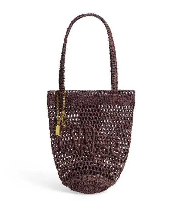 Chloé Small Raffia Summer Banana Tote Bag