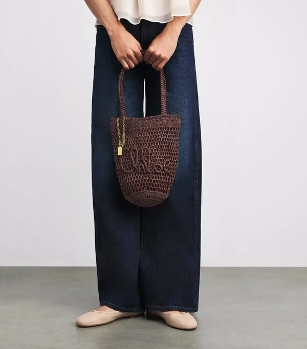 Chloé Small Raffia Summer Banana Tote Bag
