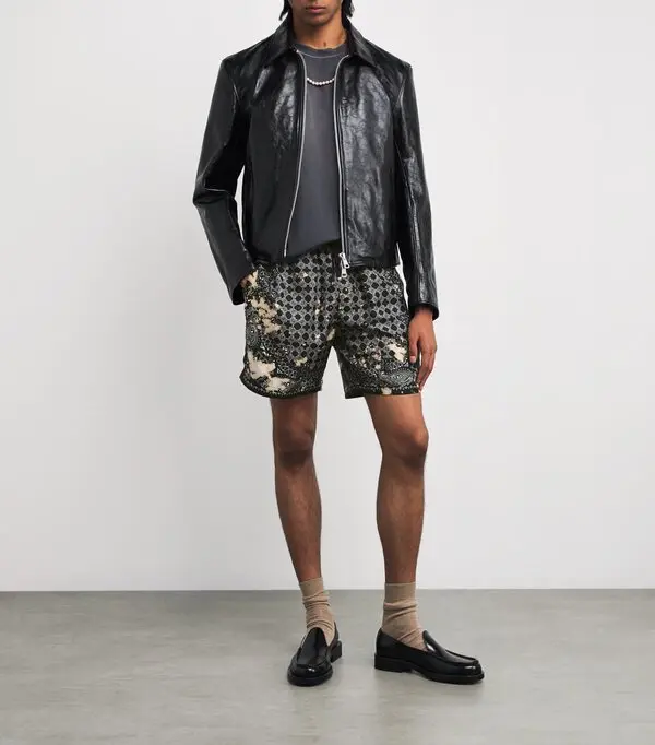 Amiri Silk Bleached Bandana Print Shorts