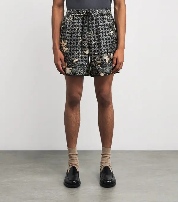 Amiri Silk Bleached Bandana Print Shorts