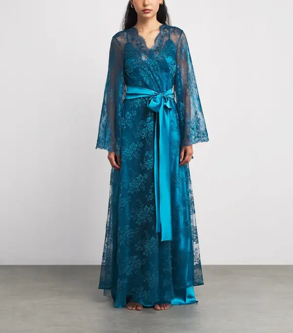Rosamosario Silk Embellished Long Robe