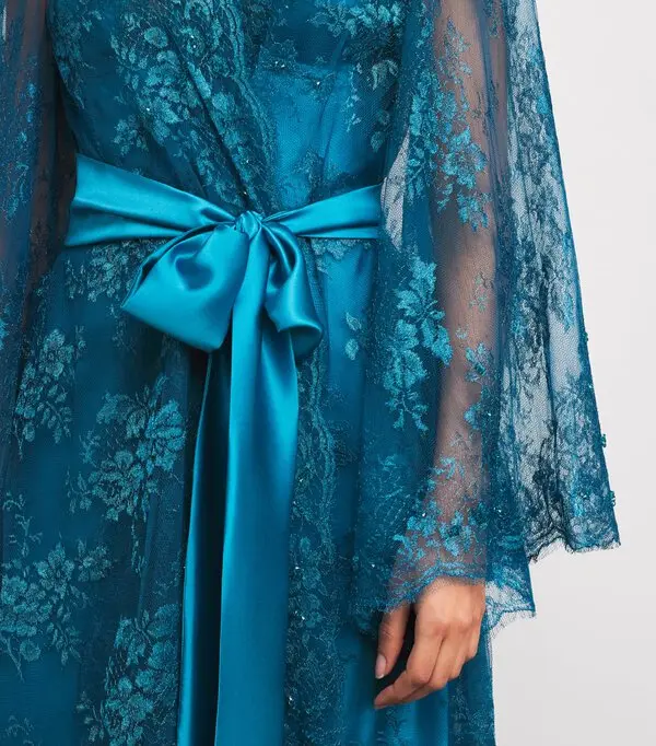 Rosamosario Silk Embellished Long Robe