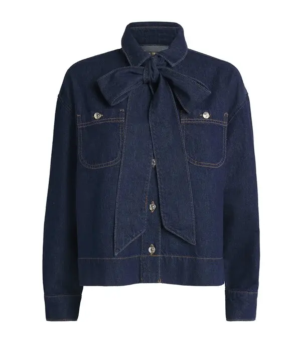 Maje Denim Jacket With Bow Detail