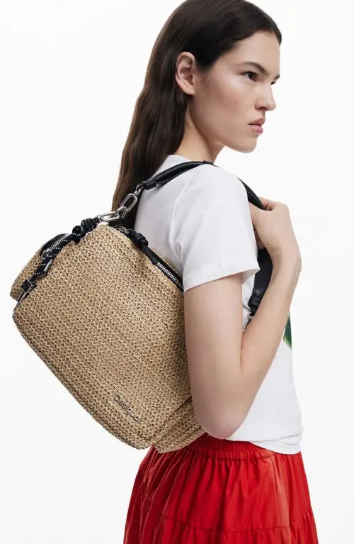 Desigual Woven Straw Shoulder Bag