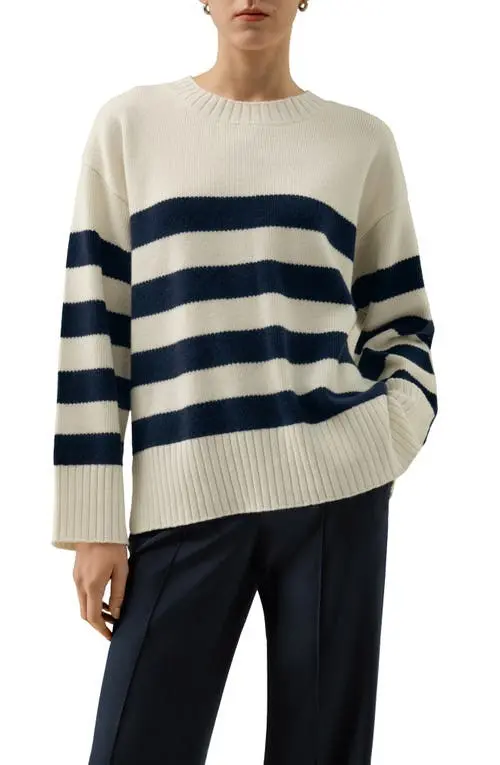 Lilysilk Striped Wool-cashmere Oversized Sweater