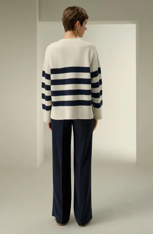 Lilysilk Striped Wool-cashmere Oversized Sweater