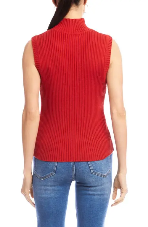 Karen Kane Sleeveless Mock Neck Ribbed Sweater