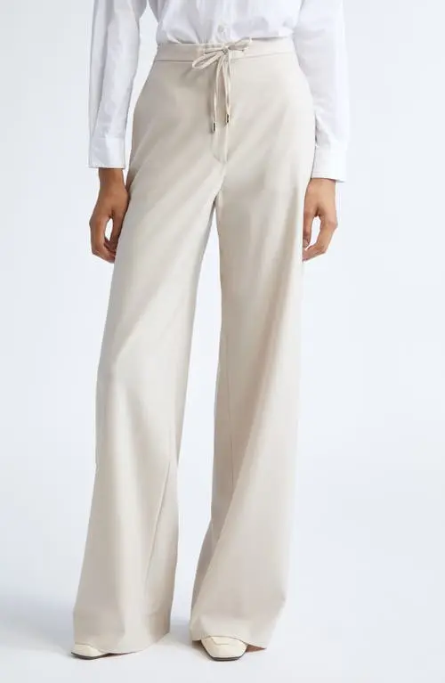 MAX MARA STUDIO Denaro Wool Stretch Twill Wide Leg Pants - Beige