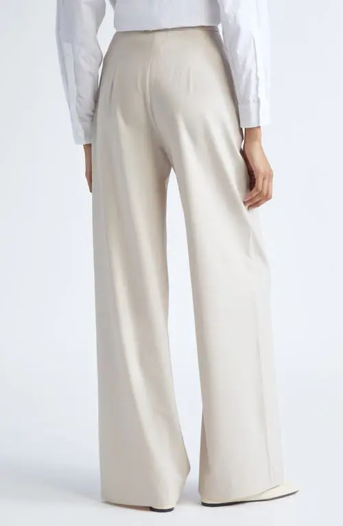 Max Mara Denaro Wool Stretch Twill Wide Leg Pants - Beige