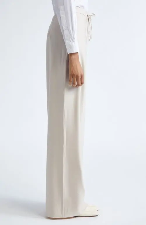 Max Mara Denaro Wool Stretch Twill Wide Leg Pants - Beige