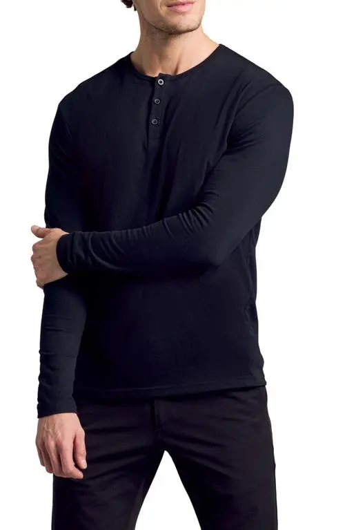 True Classic Classic Long Sleeve Henley - Black