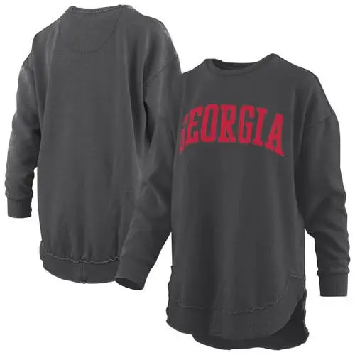 PRESSBOX Georgia Bulldogs Melange Fleece Pullover Sweatshirt - Black