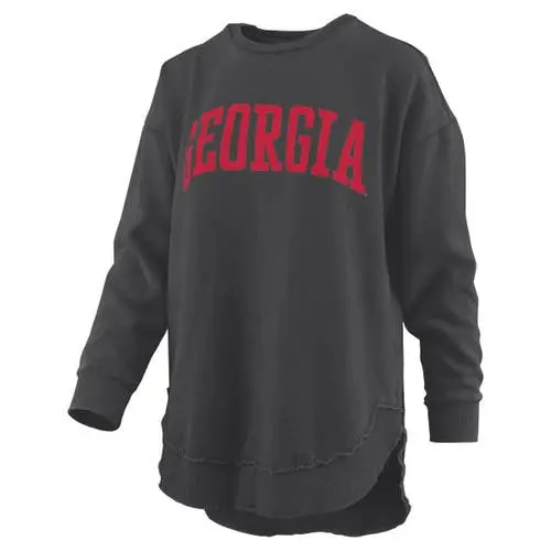 PRESSBOX Georgia Bulldogs Melange Fleece Pullover Sweatshirt - Black