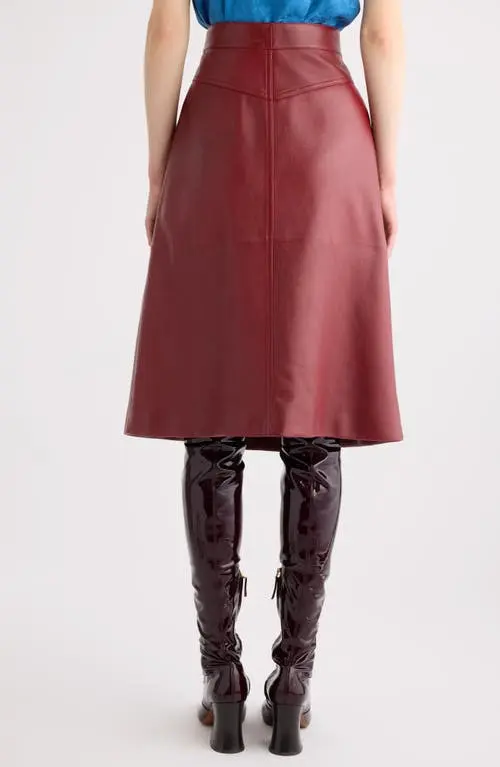 Chloé Inverted Pleat Lambskin Leather Knee-length Skirt - Dark Ruby