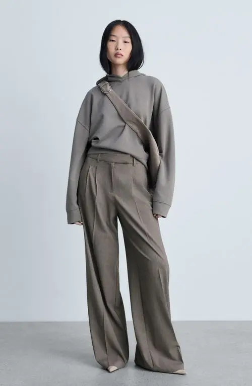 Mango High-waist Wide-leg Pleated Trousers