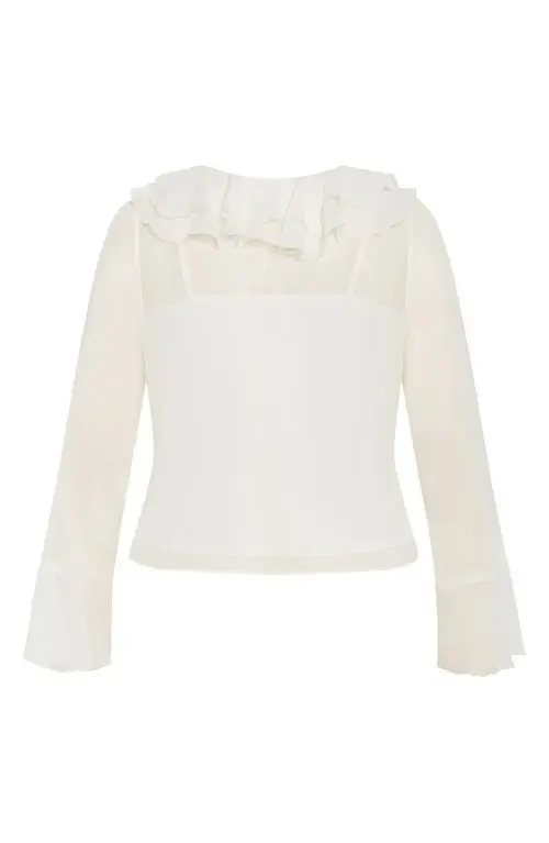 City Chic Tiered Ruffle Bell Sleeve Top - Cream