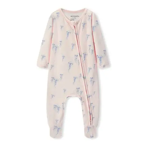 MILKBARN Cotton Stretch Zipper Footed Romper - Sunset Jellyfish