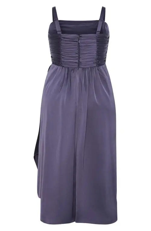 City Chic Ania Gathered Evening Dress - Slate