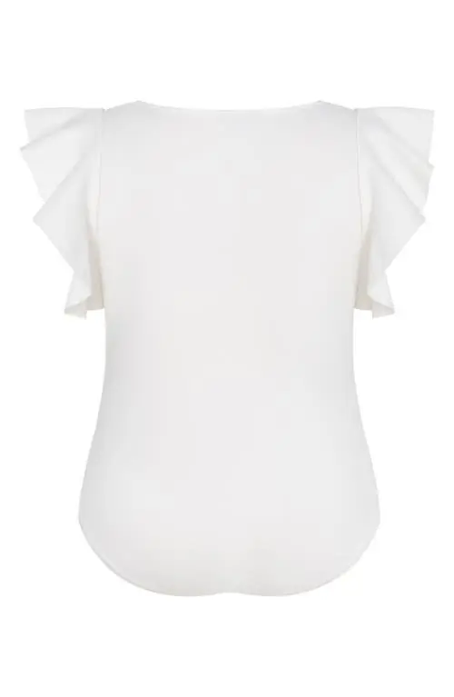 City Chic Daphne Ruffle Sleeve Bodysuit - Cream