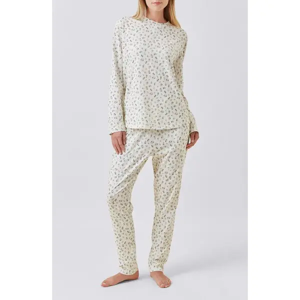 PAPINELLE Rosebud Organic Cotton Pajamas - Ecru
