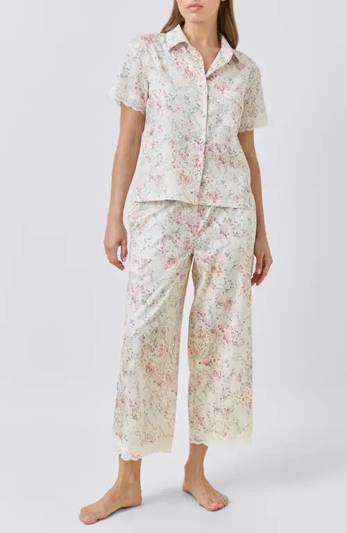 PAPINELLE Yolly Floral Lace Cotton Sateen Pajamas - Ecru