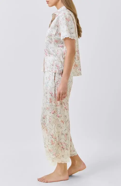 PAPINELLE Yolly Floral Lace Cotton Sateen Pajamas