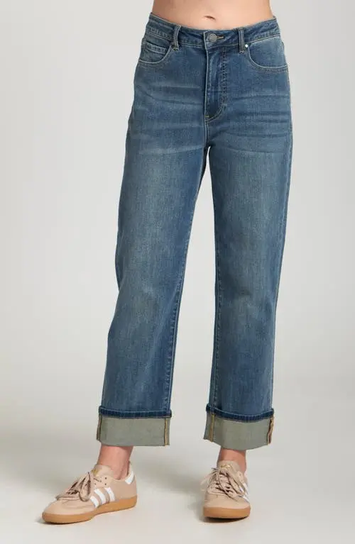 APNY Cuffed Straight Leg Jeans - Medium Indigo