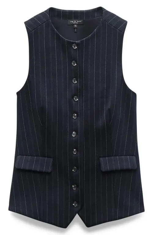 Rag & Bone Irina Ponte Longline Vest - Navy Multi