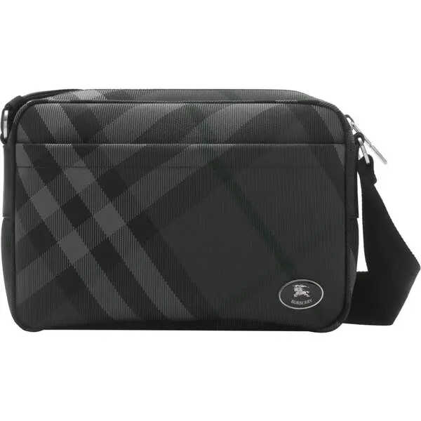 Burberry Grid Check Woven Crossbody Bag - Charcoal
