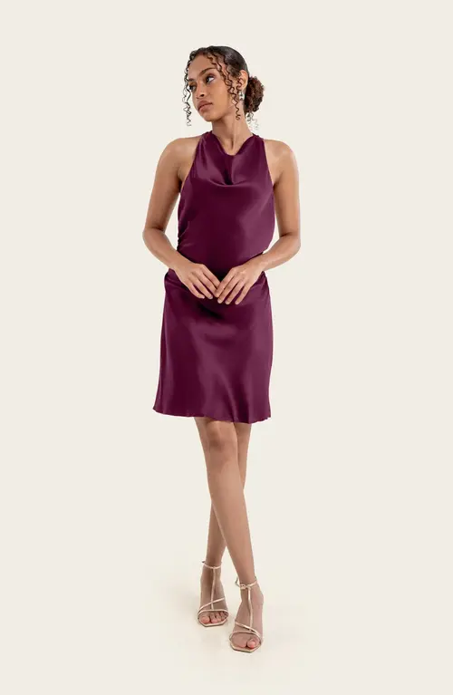 ITALIC Harper Silk Mini Dress - Burgundy