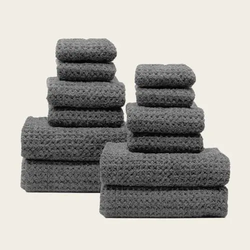 ITALIC Sedona Waffle Towels - Charcoal/family Set