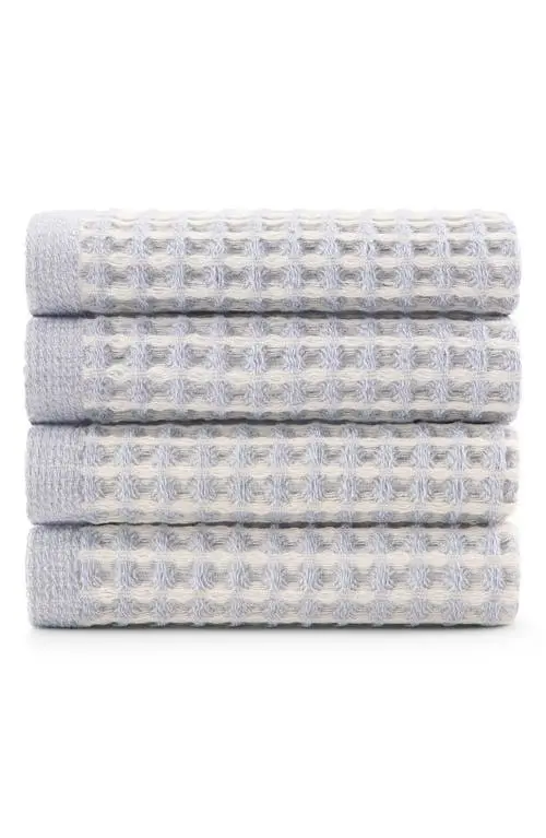 DKNY PURE Set Of 4 Pure Yarn Dyed Cotton Waffle Washcloths - Chambray Blue