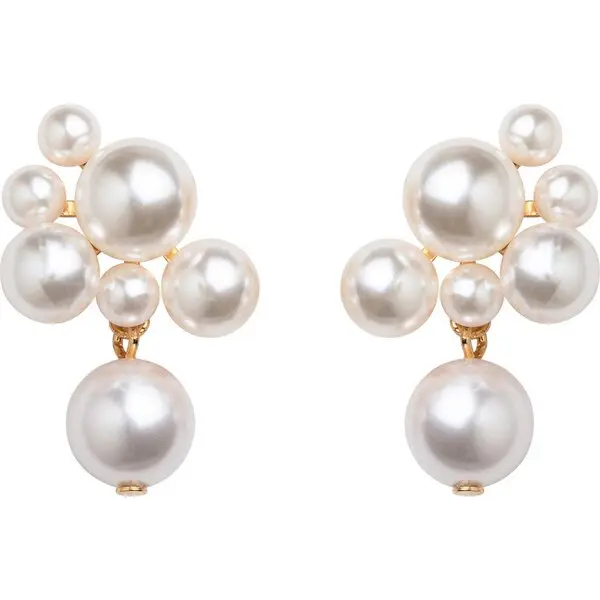 JENNIFER BEHR Perlita Faux Drop Earrings - Pearl