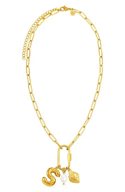 PETIT MOMENTS Carabiner Initial Necklace - Gold